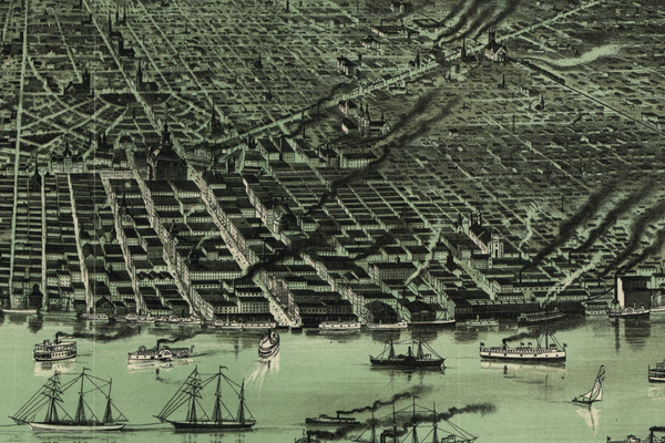 Detroit, Michigan – 1889 Bird’s Eye View Map – Battle Archives