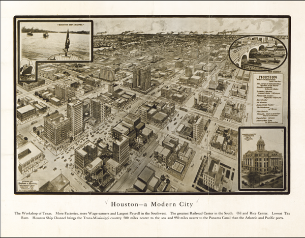 Houston, Texas – 1912 “Houston: A Modern City” Bird’s Eye View Map ...