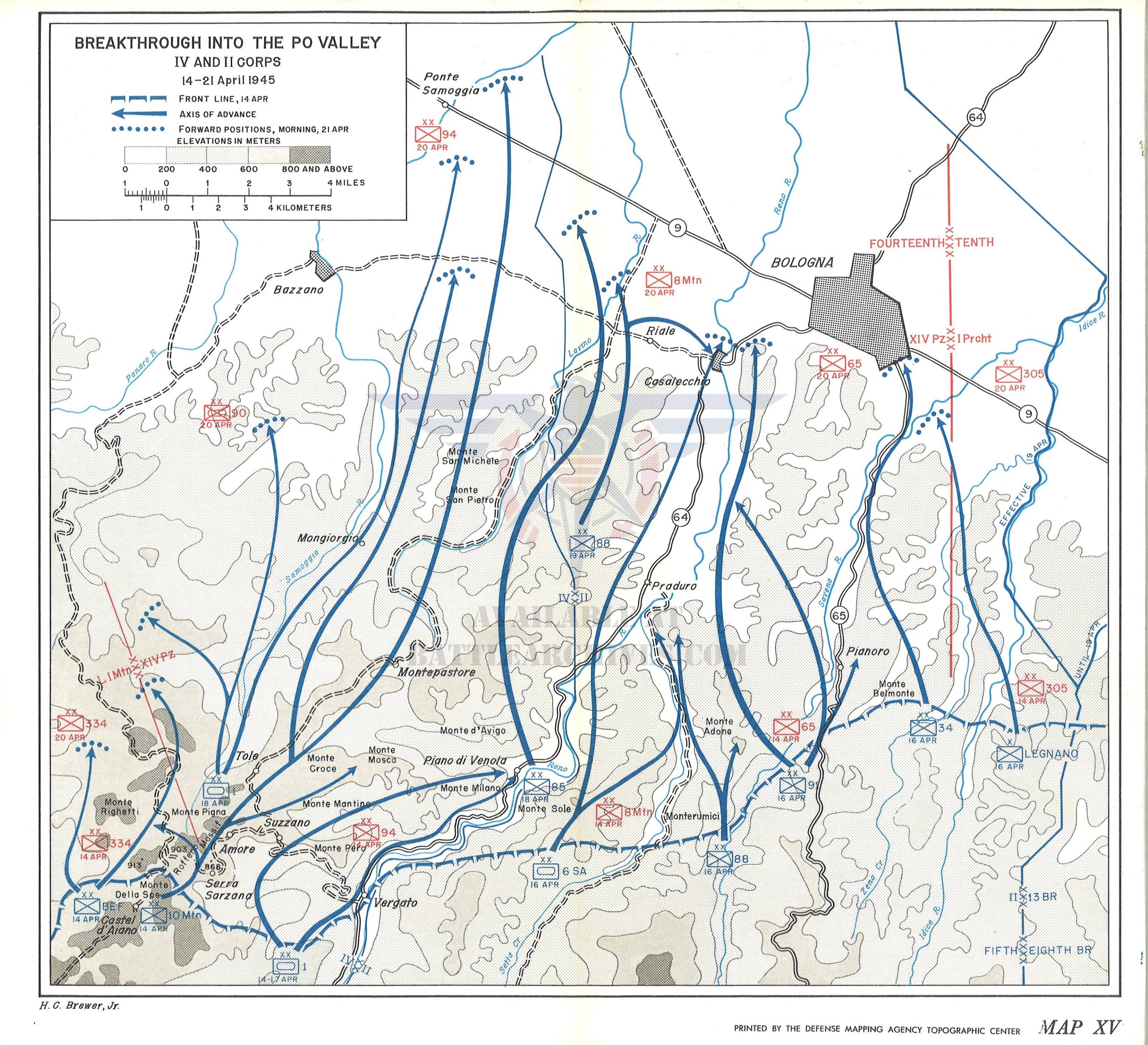 Po Valley, Italy 1945 Battle Map