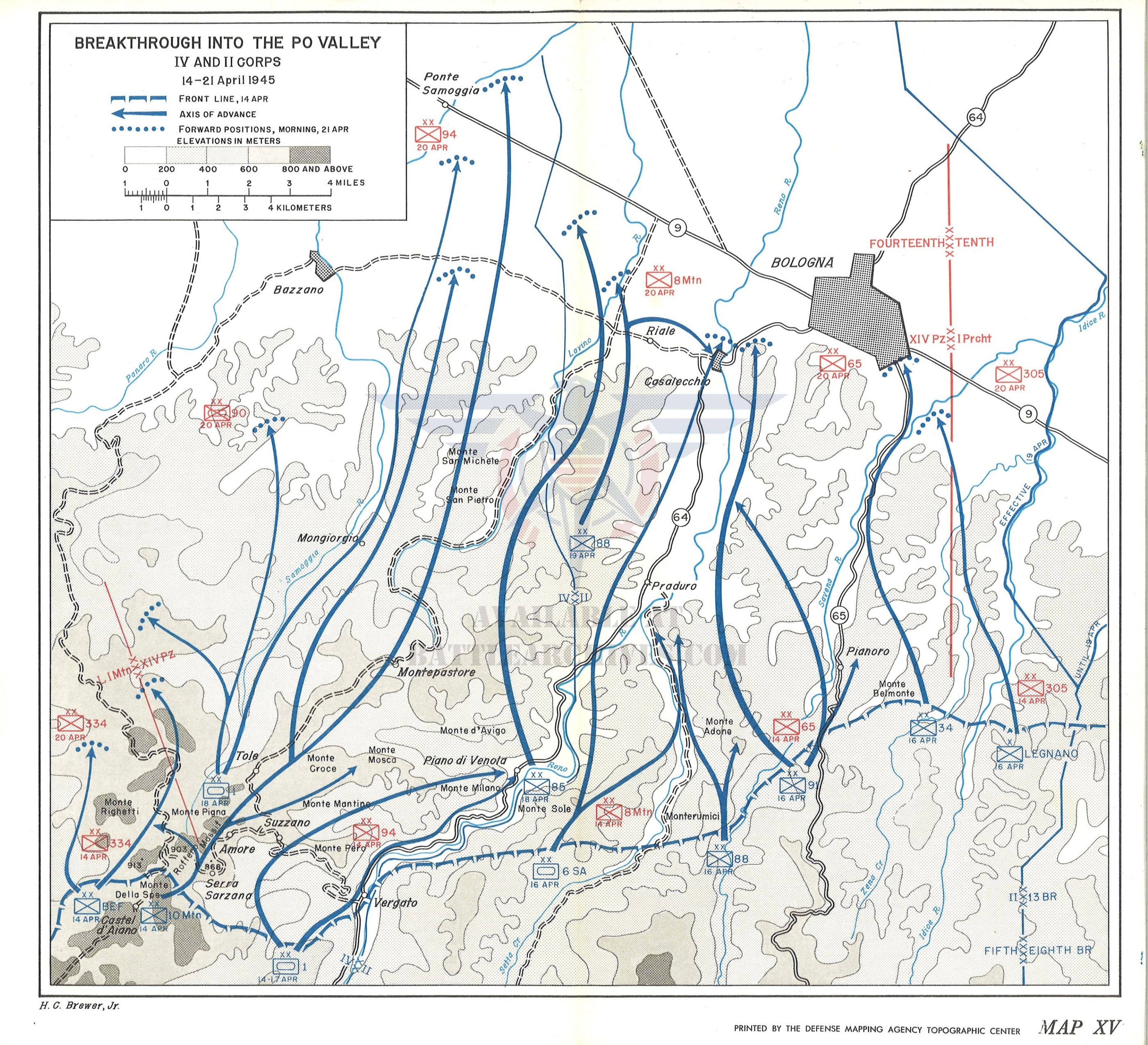 Po Valley, Italy 1945 Battle Map