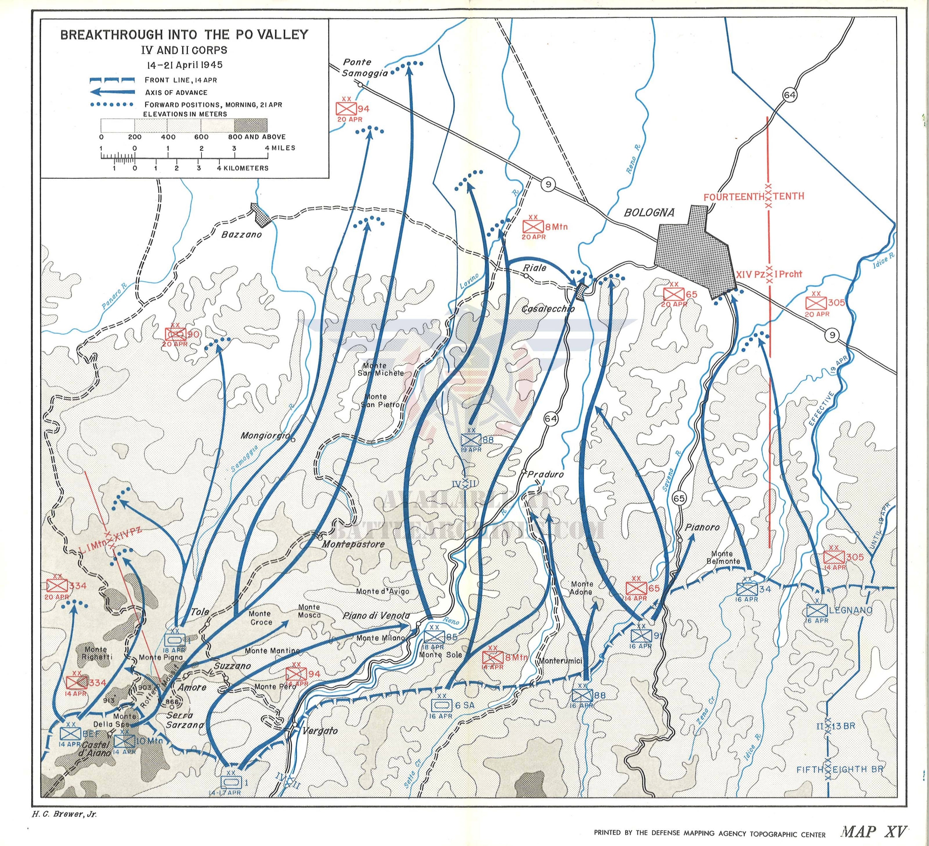 Po Valley, Italy 1945 Battle Map