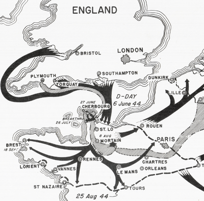 European Theater of Operations Map from 1944-1945