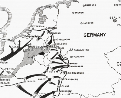 European Theater of Operations Map from 1944-1945