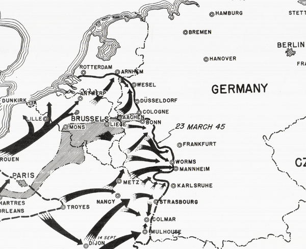 European Theater of Operations Map from 1944-1945