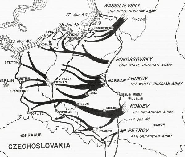 European Theater of Operations Map from 1944-1945