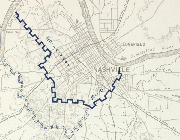 Nashville, Tennessee Defensive Perimeter Battle Map